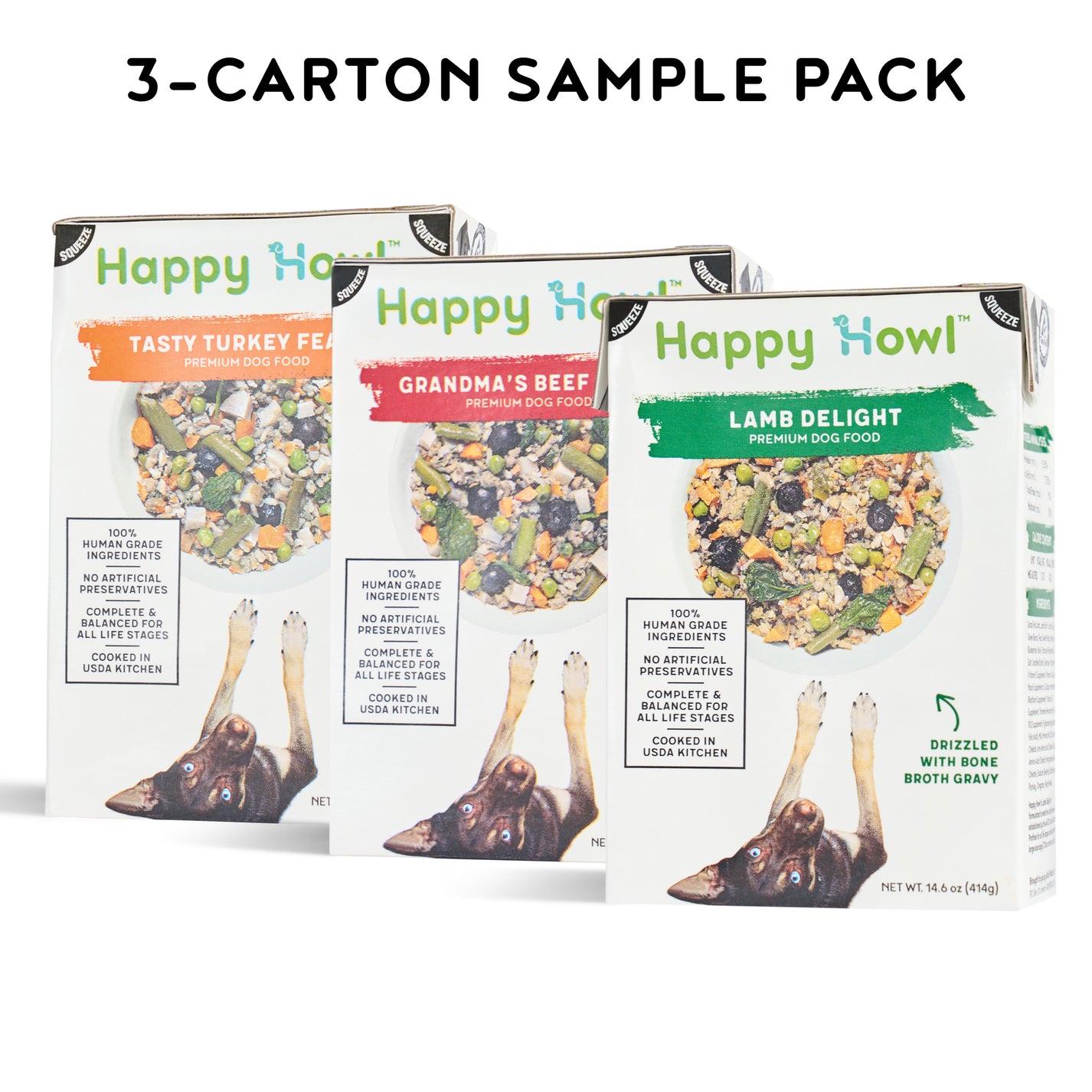 3-Carton Sample Pack (6 Meals) – Happy Howl